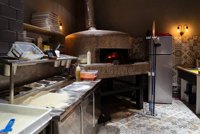 Authentic Pizzeria Kitchen Interior Stock Image - Image of design ...