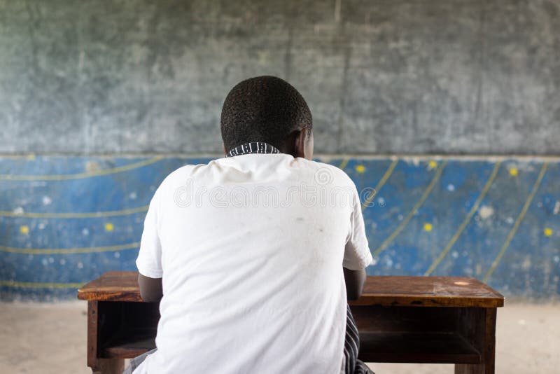 Authentic Poor Shool Classroom with Good Boys Studying Stock Image ...