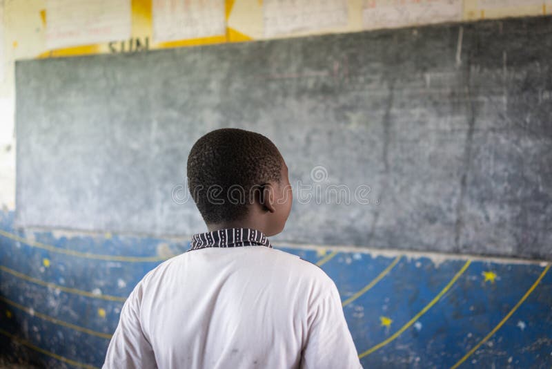 Authentic Poor Shool Classroom with Good Boys Studying Stock Image ...