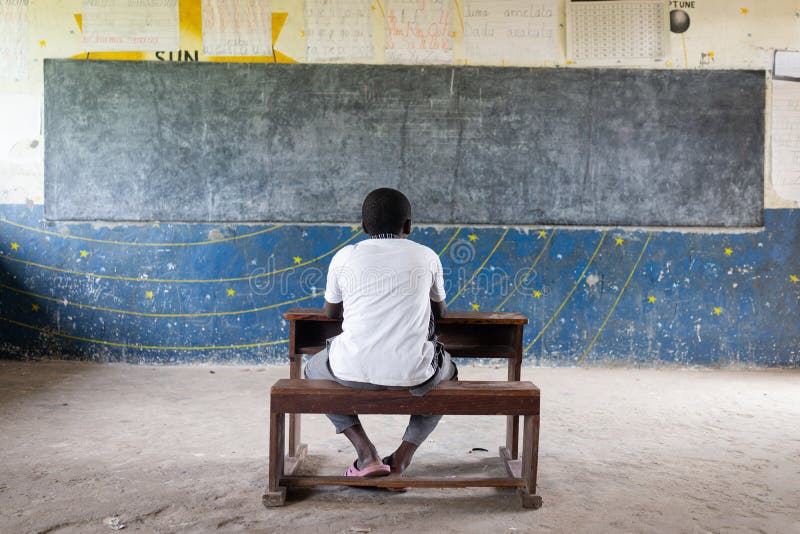 Authentic Poor Shool Classroom with Good Boys Studying Stock Image ...