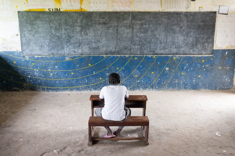 Authentic Poor Shool Classroom with Good Boys Studying Stock Photo ...