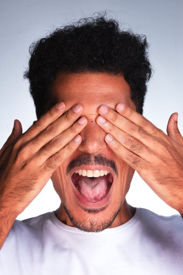 Authentic Portrait - Handsome Black Man Making Expressions with White ...