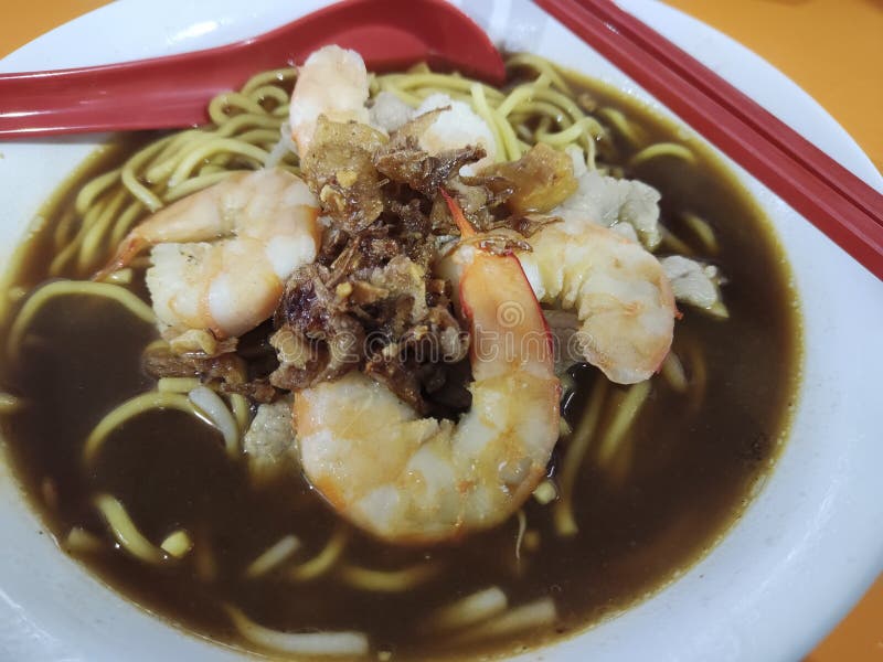 Authentic Prawn Mee or Noodle with Shrimps Stock Image - Image of curry ...