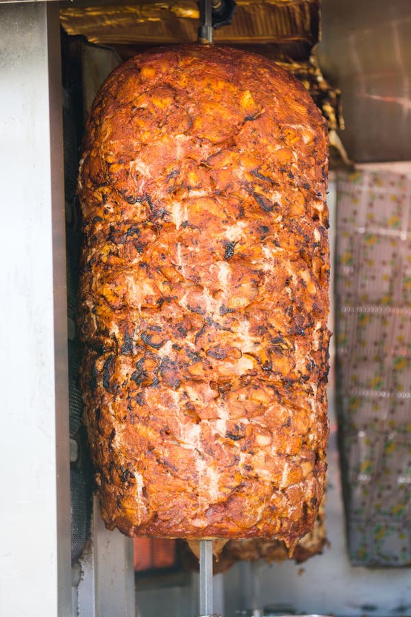Authentic Roasted Chicken Shawarma Stock Image - Image of rotating ...