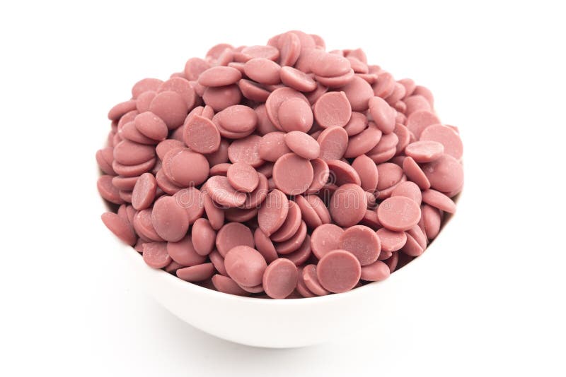 Authentic Ruby Chocolate Drops on a White Background Stock Photo - Image of confection, round ...