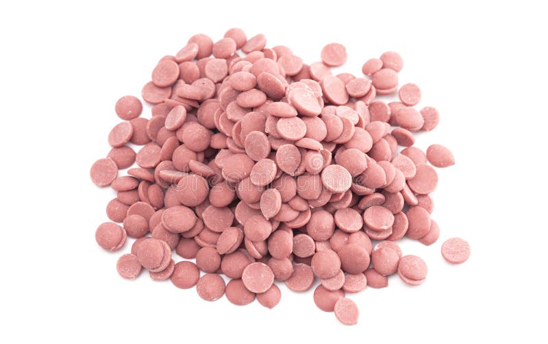 Authentic Ruby Chocolate Drops on a White Background Stock Photo ...