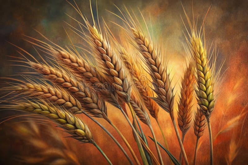 Authentic Rustic Wheat Stalks Against a Warm Light Brown Background a ...