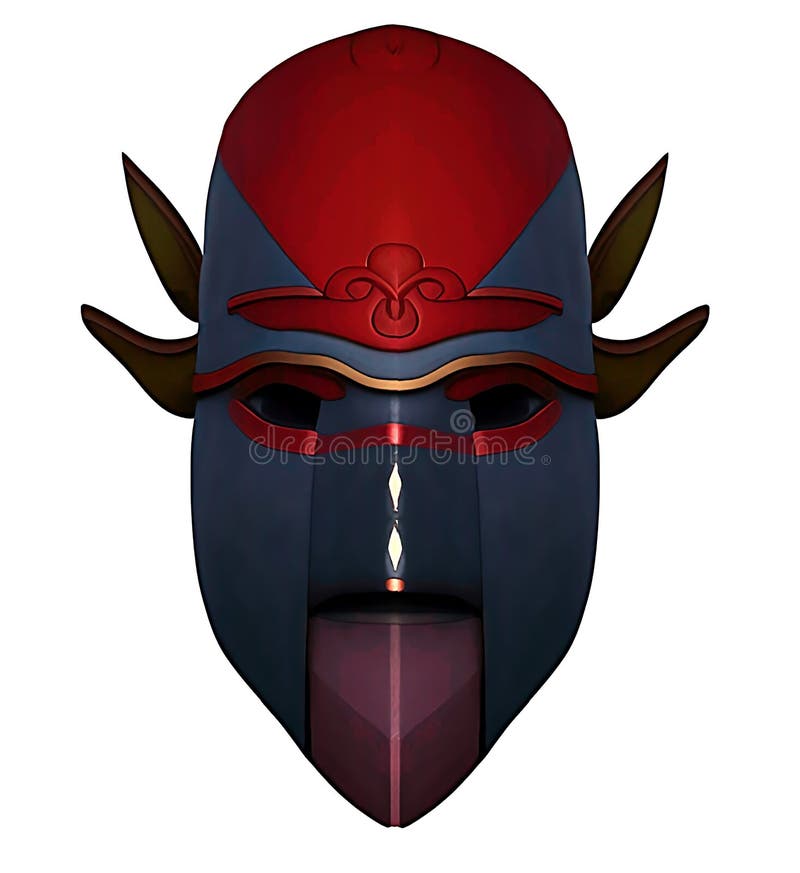 Authentic Samurai Combat Mask Close-up. Stock Illustration ...