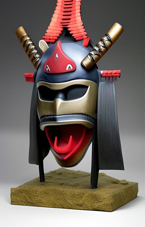 Authentic Samurai Combat Mask Close-up. Stock Illustration ...