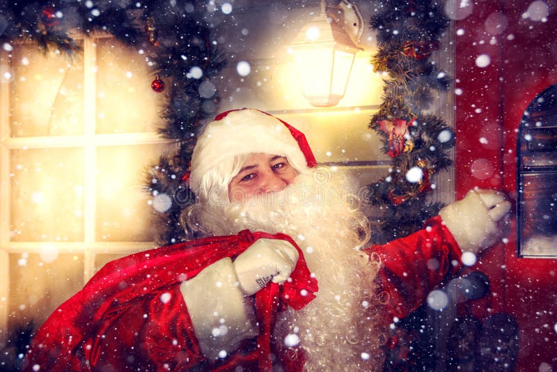 Authentic Santa Claus. stock image. Image of night, smile - 81146487