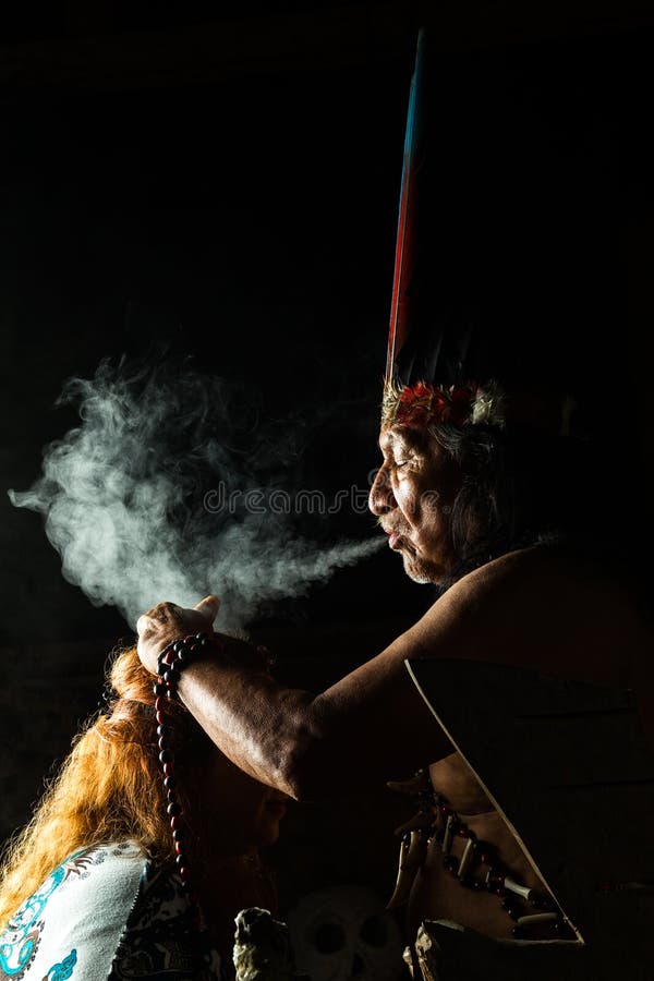 Amazonian Shaman Portrait stock image. Image of folklore - 61154397
