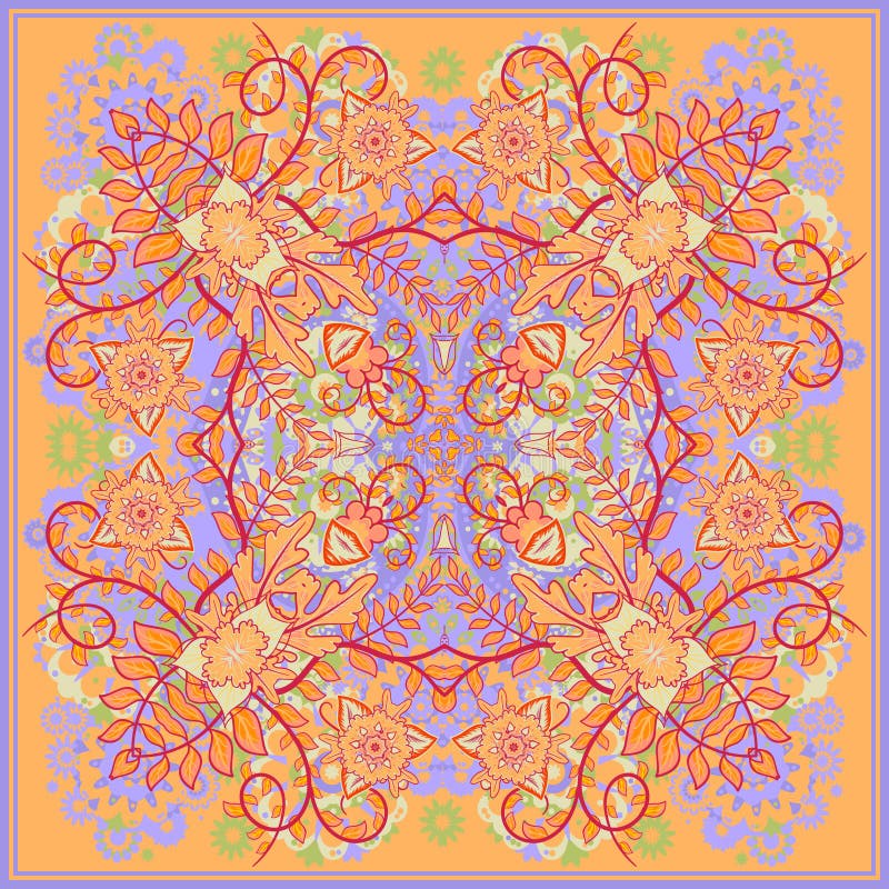 Authentic Silk Neck Scarf or Kerchief Square Pattern Design in Eastern ...