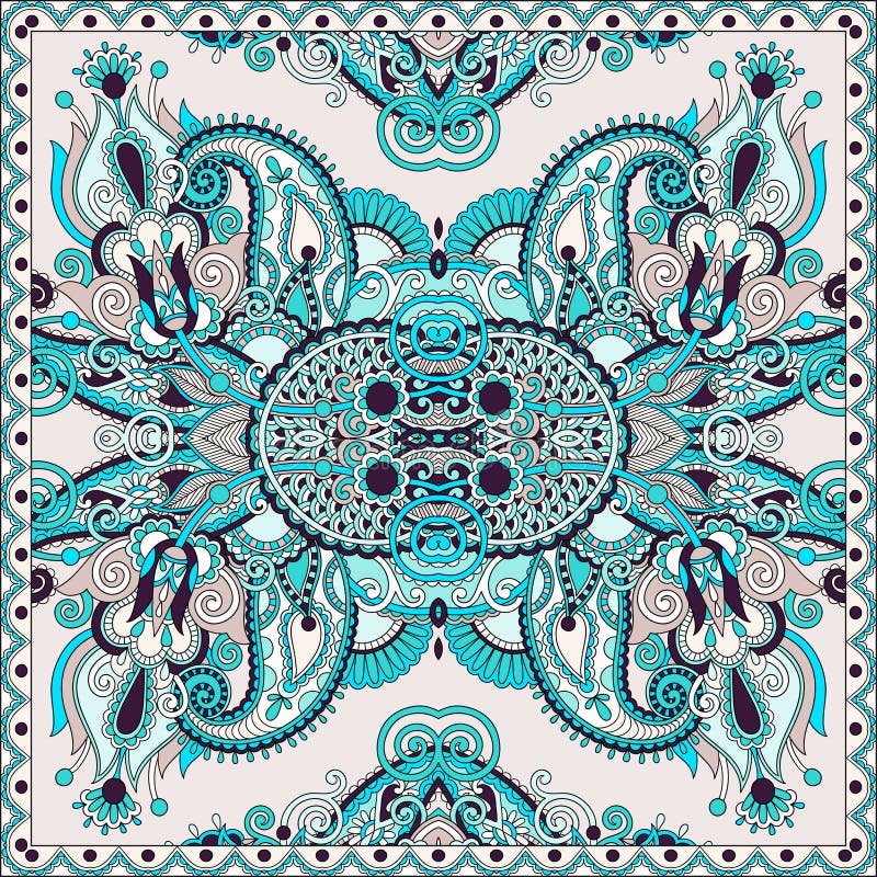 Authentic Silk Neck Scarf or Kerchief Square Pattern Design Stock ...