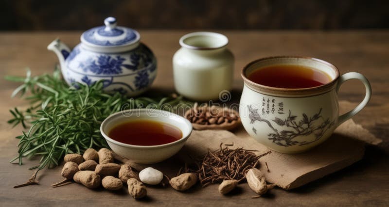 Authentic Tea Time Experience with Traditional Teaware and Snacks Stock ...