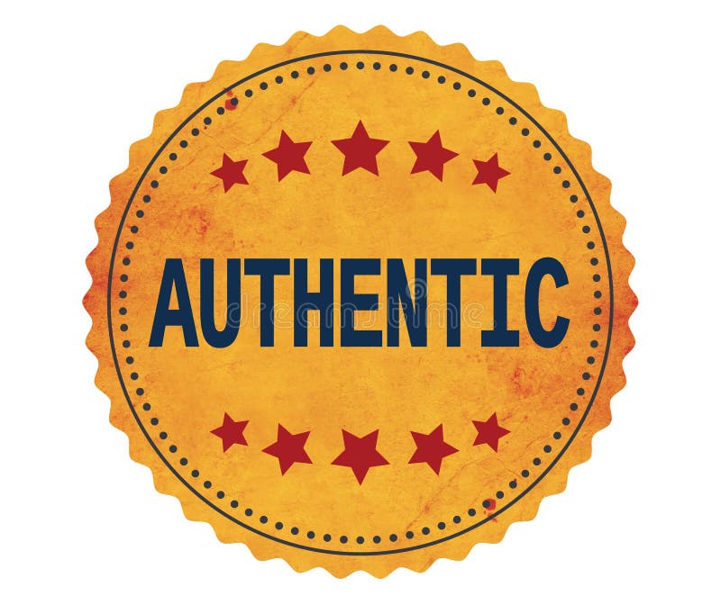 AUTHENTIC Text, on Vintage Yellow Sticker Stamp. Stock Illustration ...