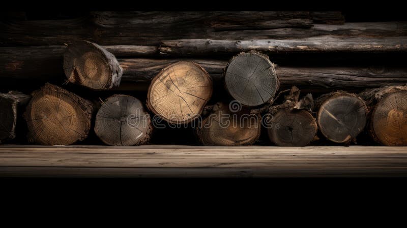 Authentic Timber Beams for Construction Background with Copy Space Stock Illustration ...