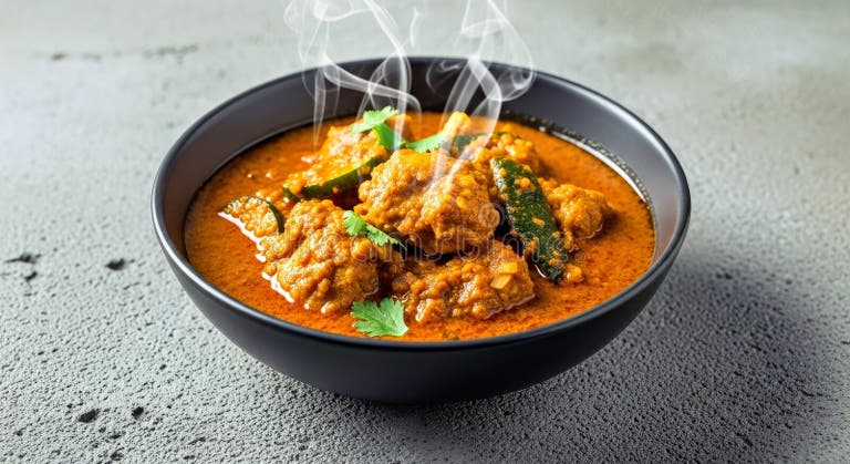 Authentic Traditional Curry Dish Concrete Background Rustic Culinary ...