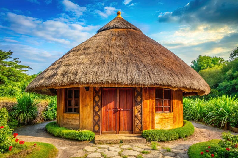 Authentic Traditional Round Thatched Hut a Glimpse into Rustic African ...