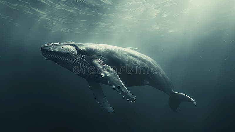 Authentic Underwater Capture of a Majestic Humpback Whale in a ...