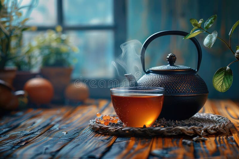 Authentic Vintage Style Tea Arrangement with Dark Tea Ba Stock ...