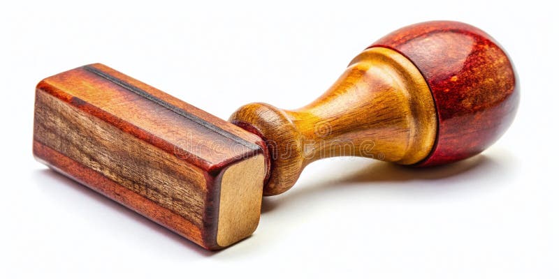 Authentic Wooden Rubber Stamp with Handle Pristine White Background for ...