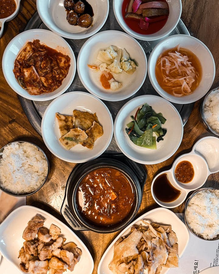 Authentic Wooden Table with Food, Top View. Wooden Table with Food in ...