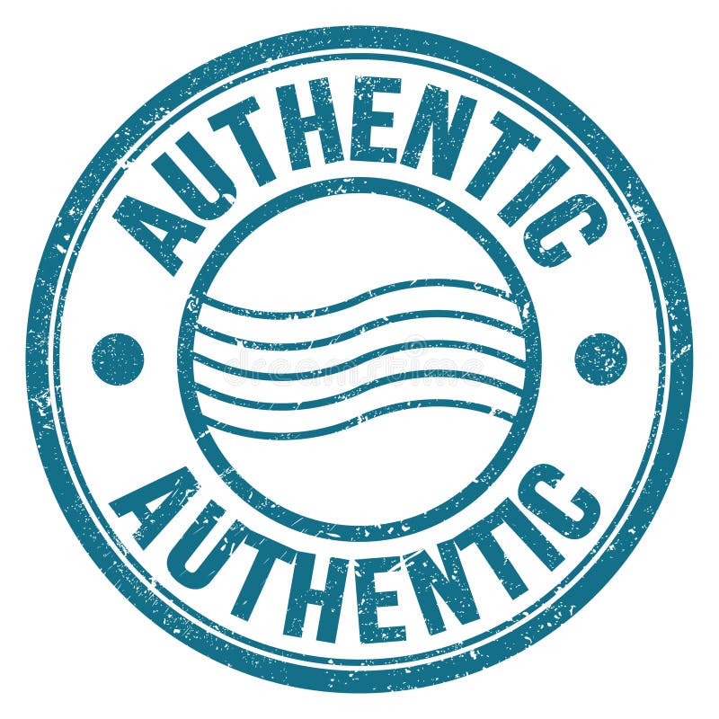 AUTHENTIC Text Written on Blue Round Postal Stamp Sign Stock ...