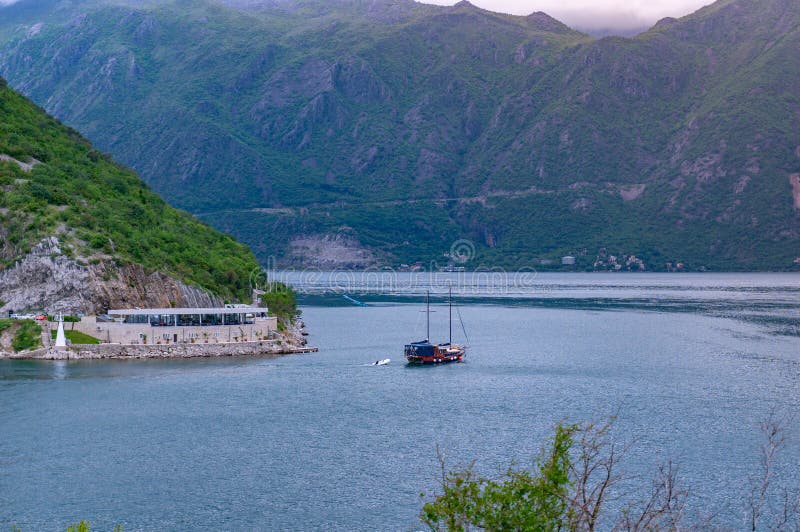 Authentic Yacht Sails Past Verige 65 in the Bay on a Background of ...