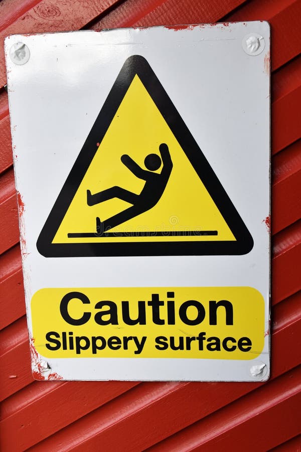 Authentic Yellow Black and White Sign for Caution Slippery Surface ...