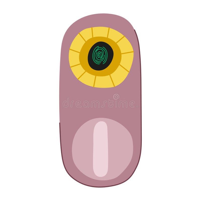 Authentication Fingerprint Door Lock Cartoon Vector Illustration Stock ...
