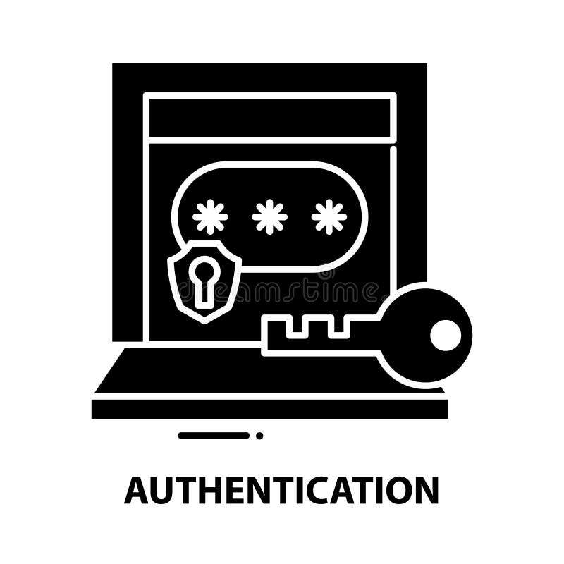 Authentication Icon, Black Vector Sign with Editable Strokes, Concept ...