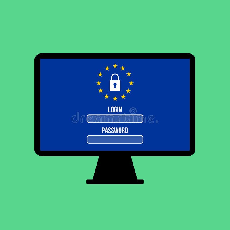 Authentication Page on Computer Screen with Gdpr Protection Sign Stock ...