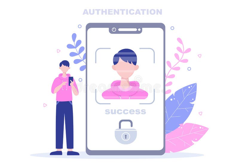 Authentication Security Vector Illustration Via Phone or Computer for ...