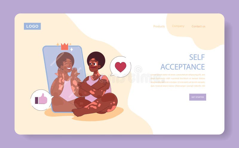 Authenticity and Self-acceptance Web Banner or Landing Page. Black ...