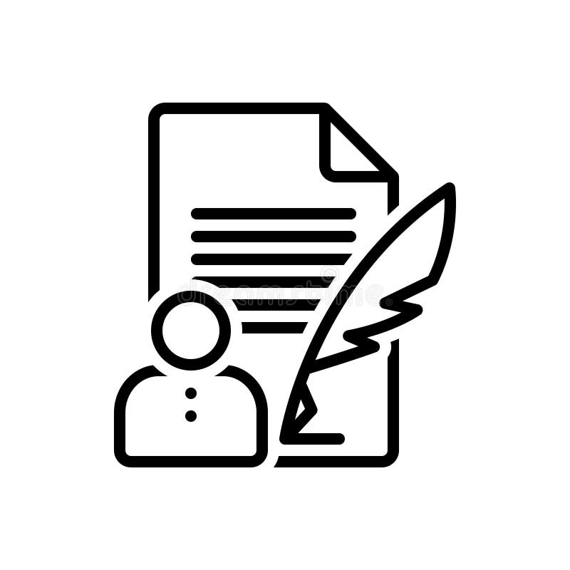 Black Line Icon for Author, Novelist and Poet Stock Vector ...