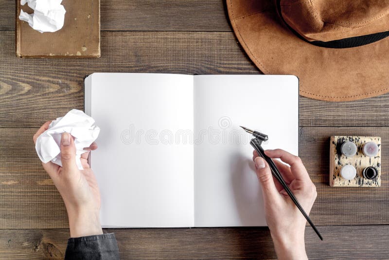 Author Office in Writer Concept on Desk Background Top View Stock Photo ...