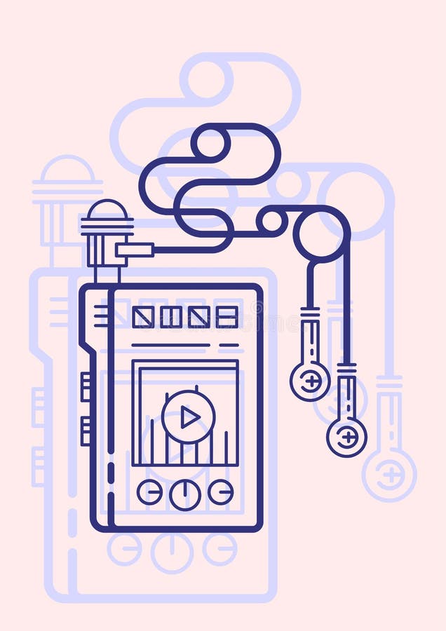 Blue Line Music Player stock illustration. Illustration of blue - 114622343