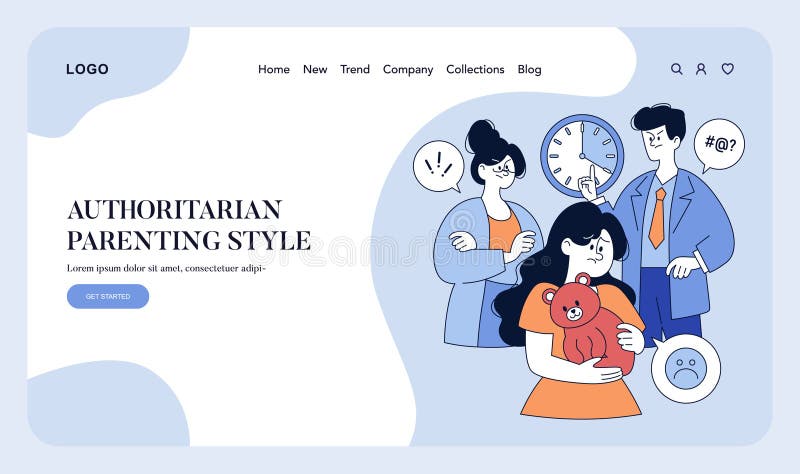 Authoritarian Parenting Style. Flat Vector Stock Vector - Illustration ...
