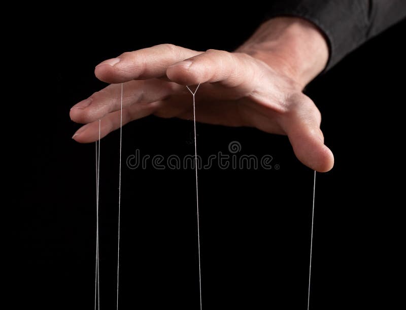Authority, Domination Concept. Man Hand with Strings on Fingers. Master ...
