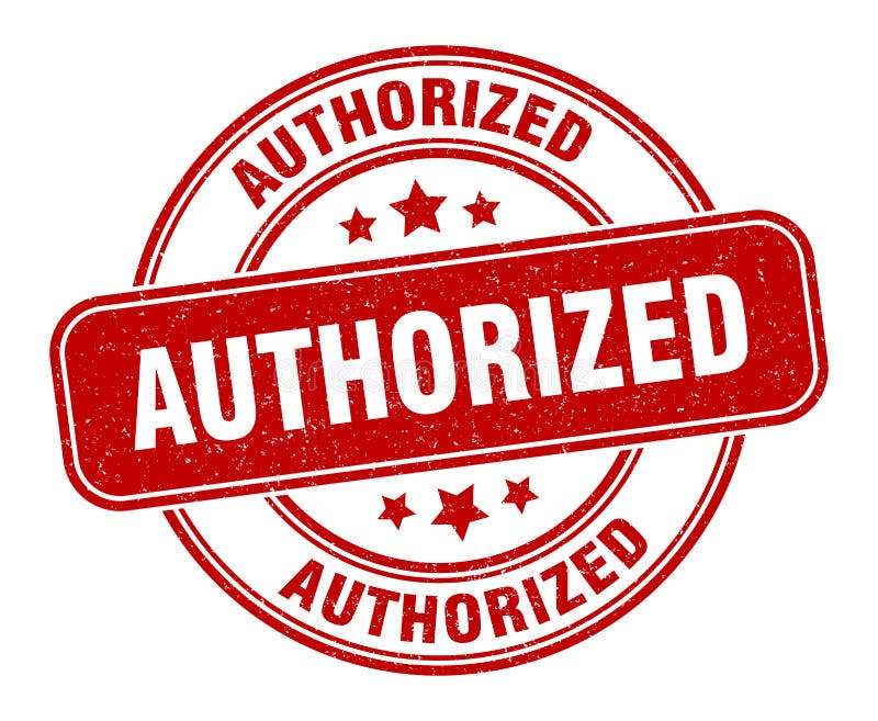 Grunge Red Authorized Word Round Rubber Seal Stamp on White Background ...