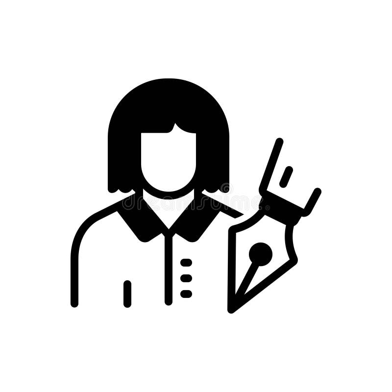Black Solid Icon for Authors, Originator and Poet Stock Vector ...
