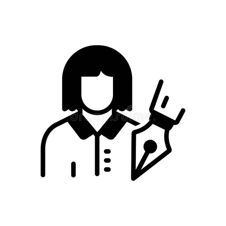 Black Solid Icon for Authors, Originator and Poet Stock Vector ...