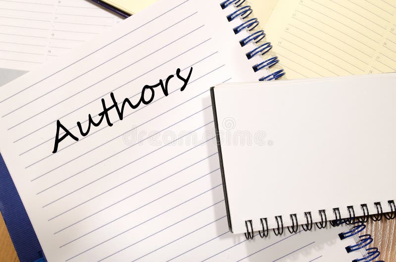Authors write on notebook stock photo. Image of education - 89654268