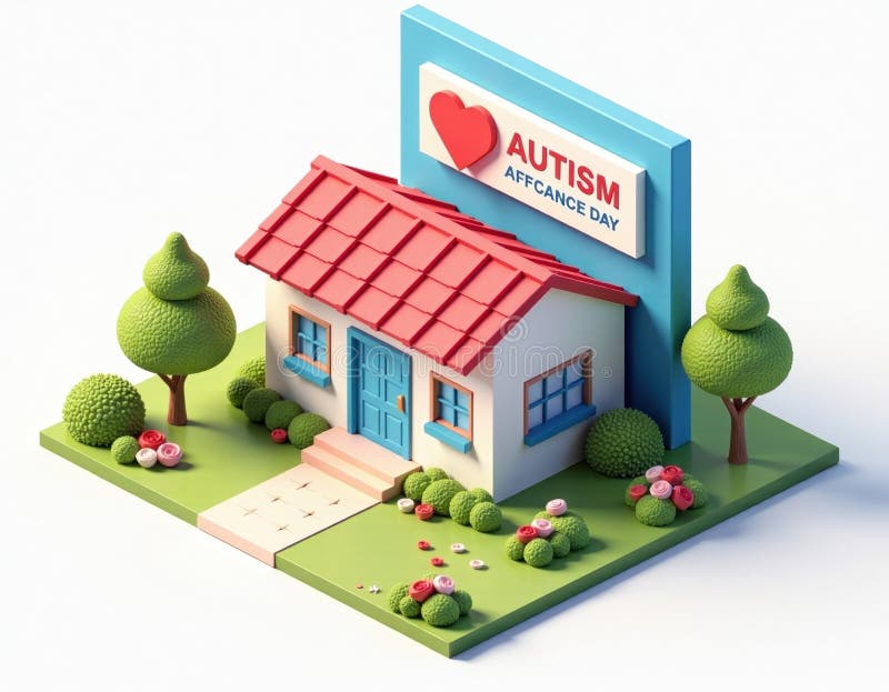 Autism Acceptance Day Home Sweet Home Stock Illustration - Illustration ...