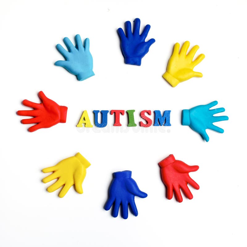 Autism Awareness Concept with Colorful Hands on White Background. Top ...