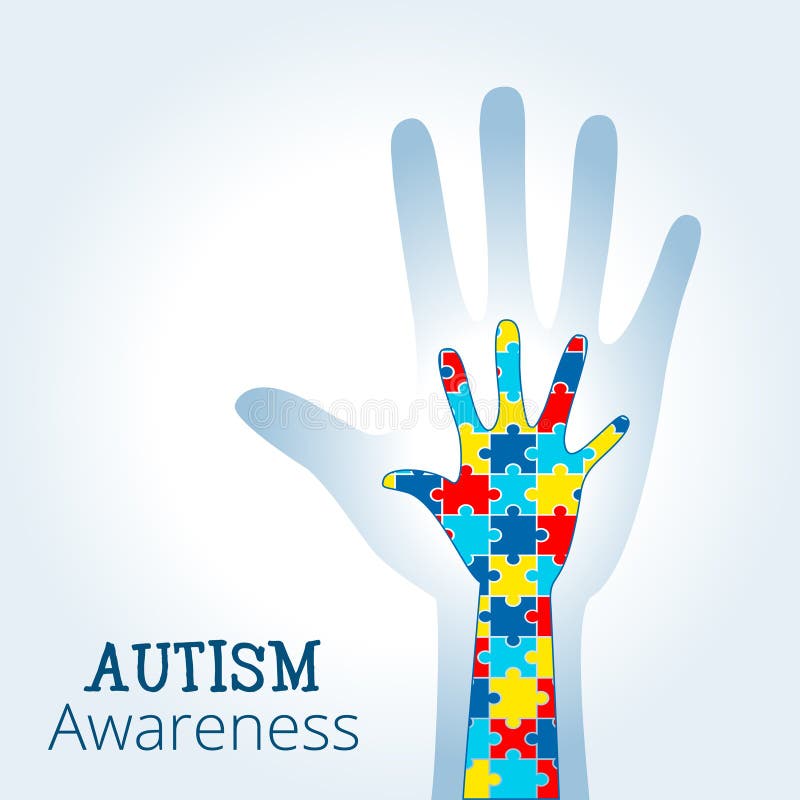 Autism Awareness Concept with Hand of Puzzle Pieces Stock Vector ...