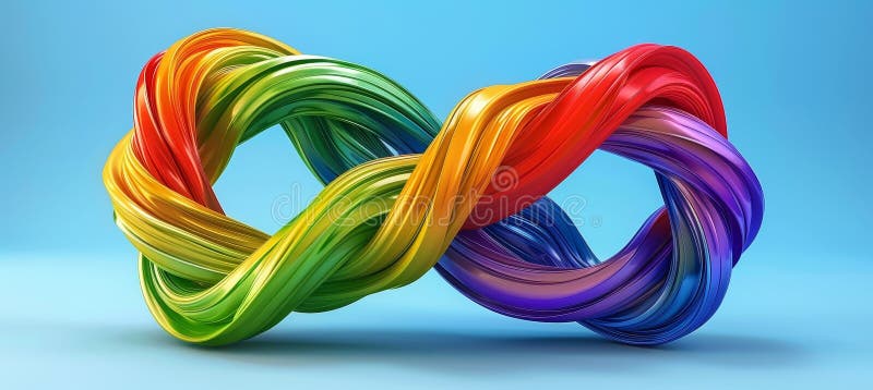 Autism Awareness Day Rainbow Infinity on Blue Background Symbolizing ...