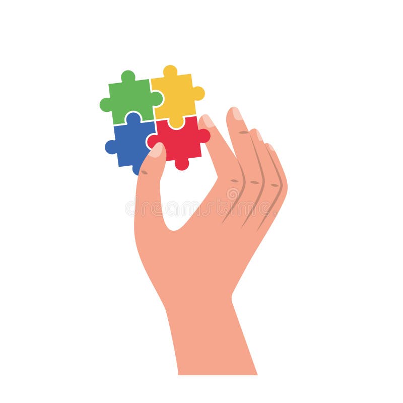 Autism Awareness Hand with Puzzle Stock Illustration - Illustration of ...