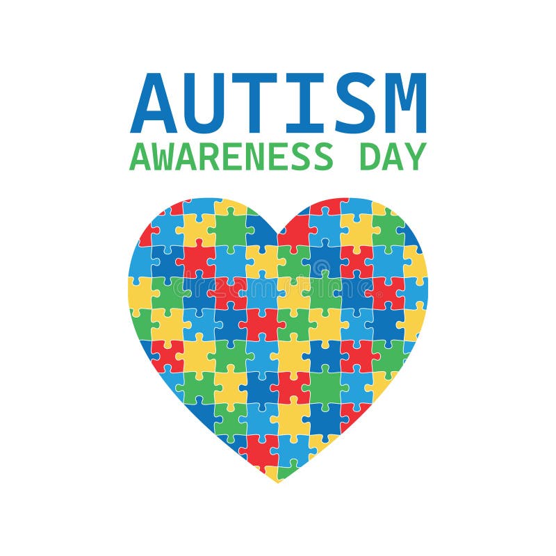 Autism Awareness Month. Autism Heart Puzzle Vector Illustration on ...