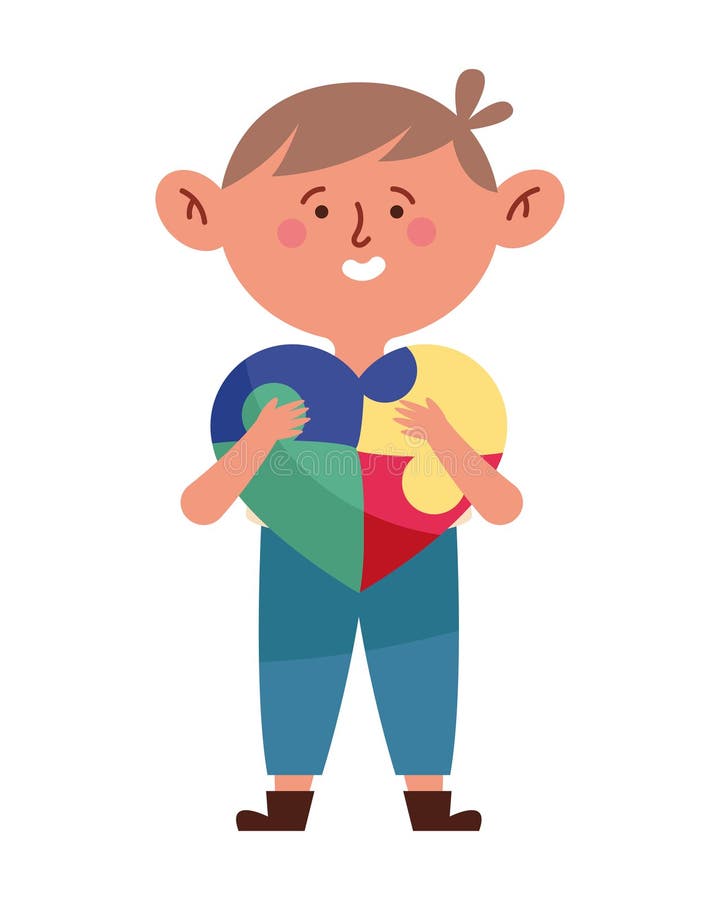Autism boy cute stock illustration. Illustration of puzzles - 311584372